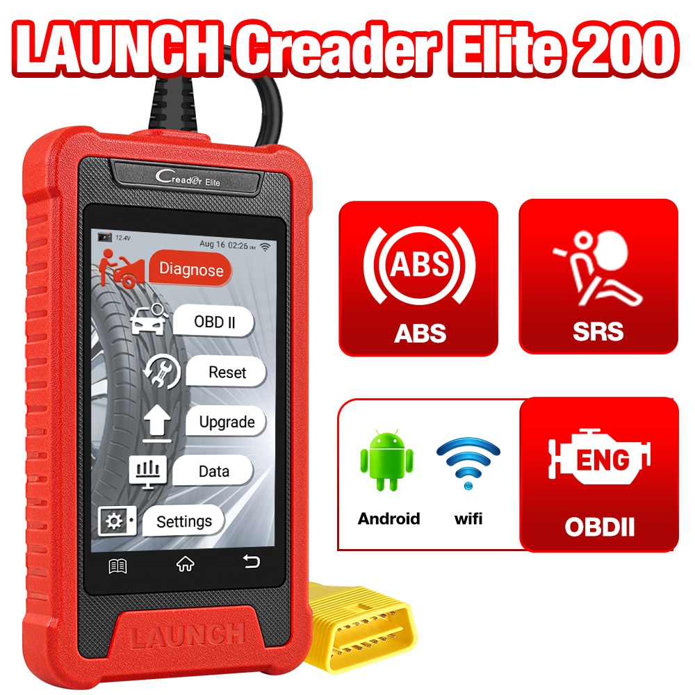 LAUNCH X431 Elite CRE200 OBD2 Scanner Auto ABS SRS Diagnostic Tool Car ...