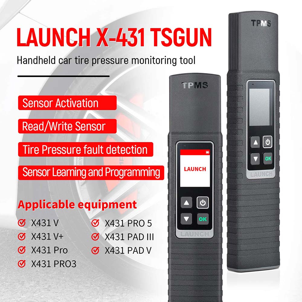Launch X-431 TSGUN TPMS Tire Pressure Detector with 4pcs Launch LTR-01 ...