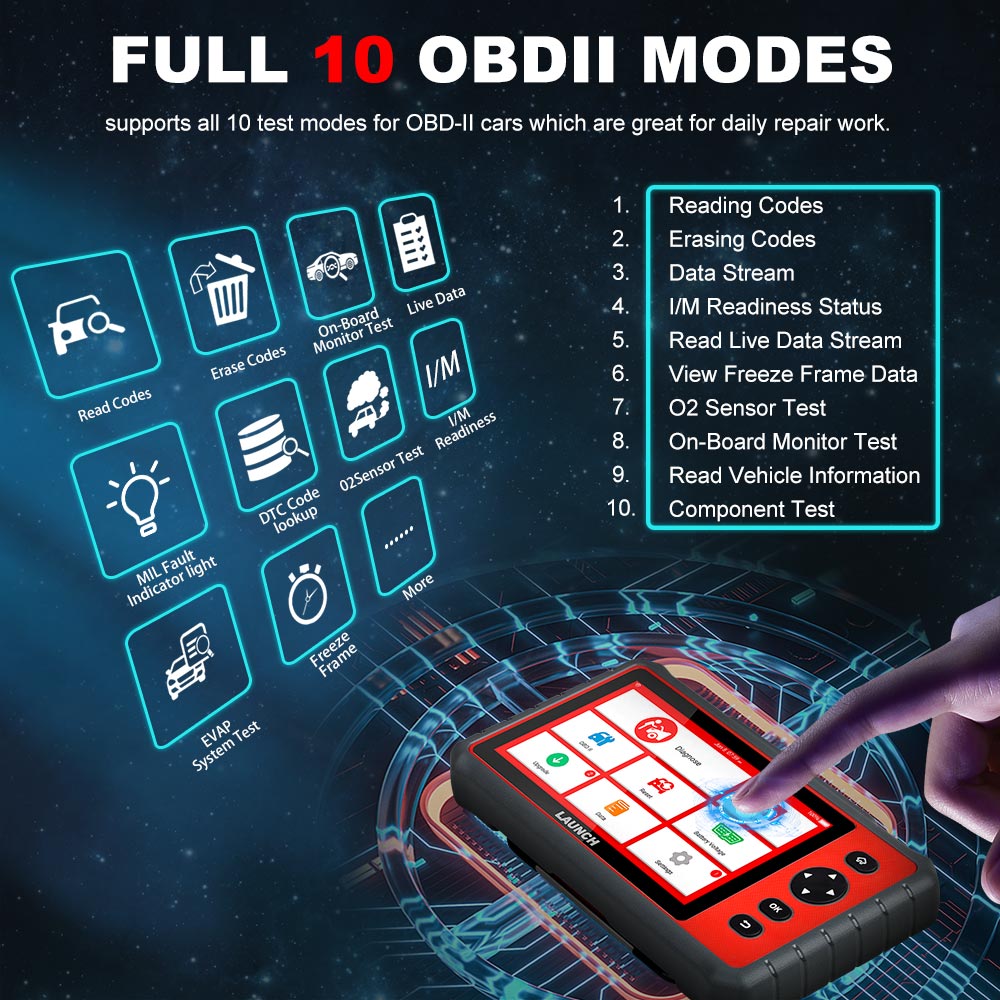 LAUNCH X431 CRP909E OBD2 Car Full System Diagnostic Tool Code Reader ...