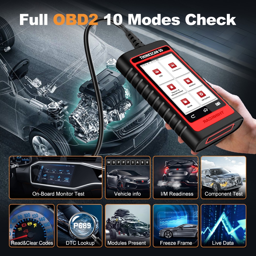 ThinkCar ThinkScan SD6 OBD2 Scanner Engine ABS SRS ECM TCM BCM IC Auto ...