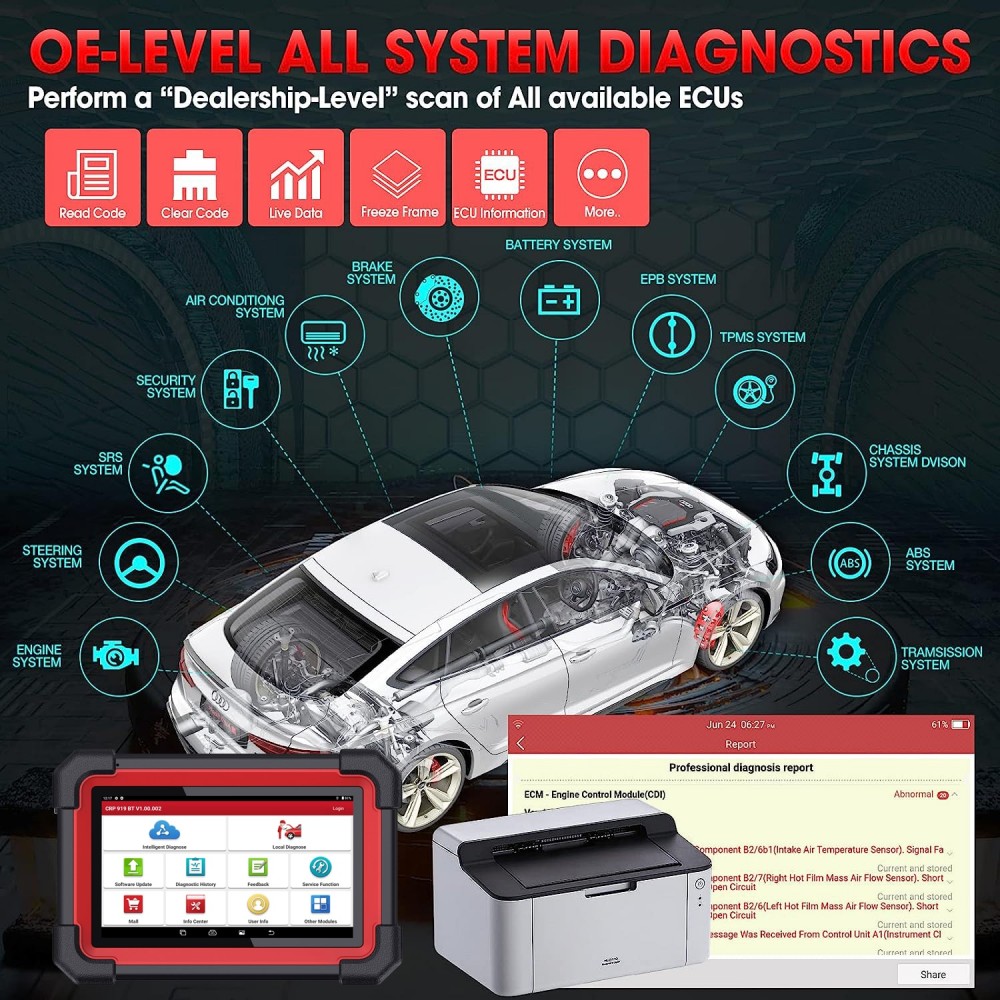 LAUNCH X431 CRP919E BT Code Reader CANFD DIOP ALL System Diagnostic ...