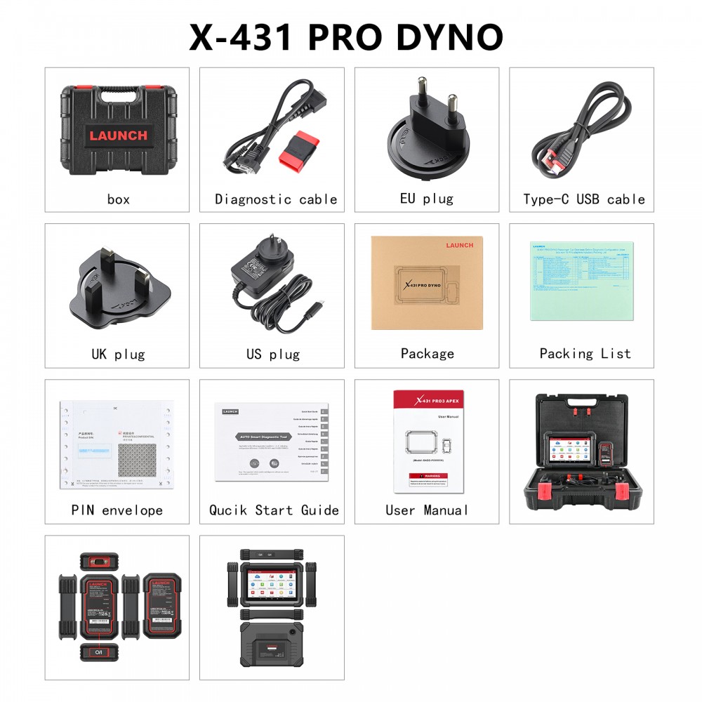 LAUNCH X-431 PRO DYNO 8" Bi-directional Diagnostic Scanner Support 37 ...