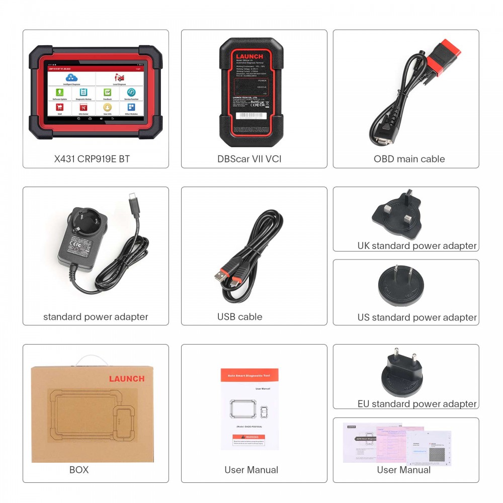 Launch X431 CRP919E BT Car Diagnostic Tool DBScar VII VCI Auto OBD OBD2 ...