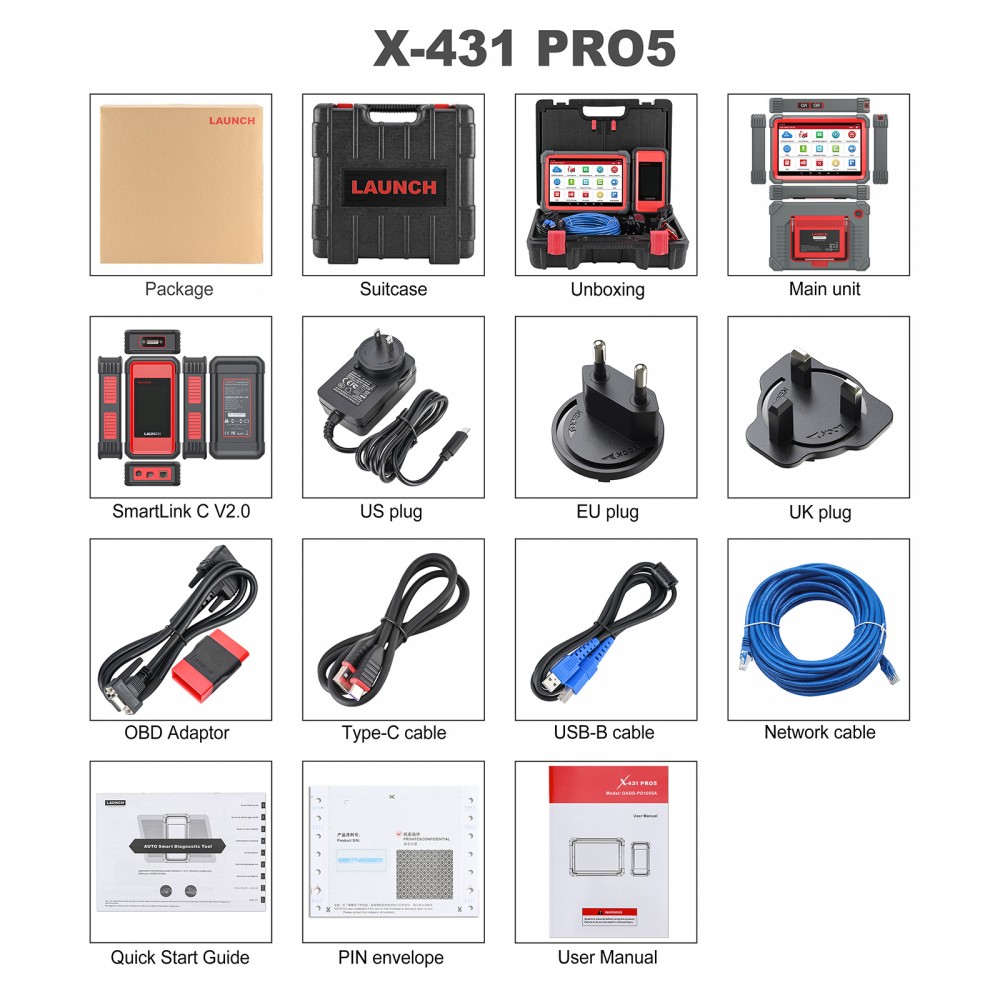 Launch X431 PRO5 PRO 5 Bi-Directional Diagnostic Coding Tool Plus X-PROG 3 GIII Immobilizer Key ...
