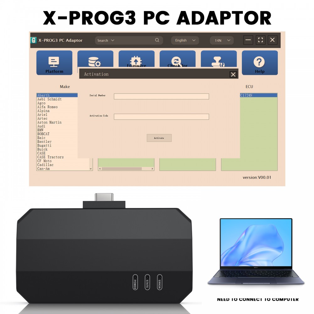 Launch X-PROG3 GIII PC Adapter with X431 GIII X-PROG 3 Advanced ...
